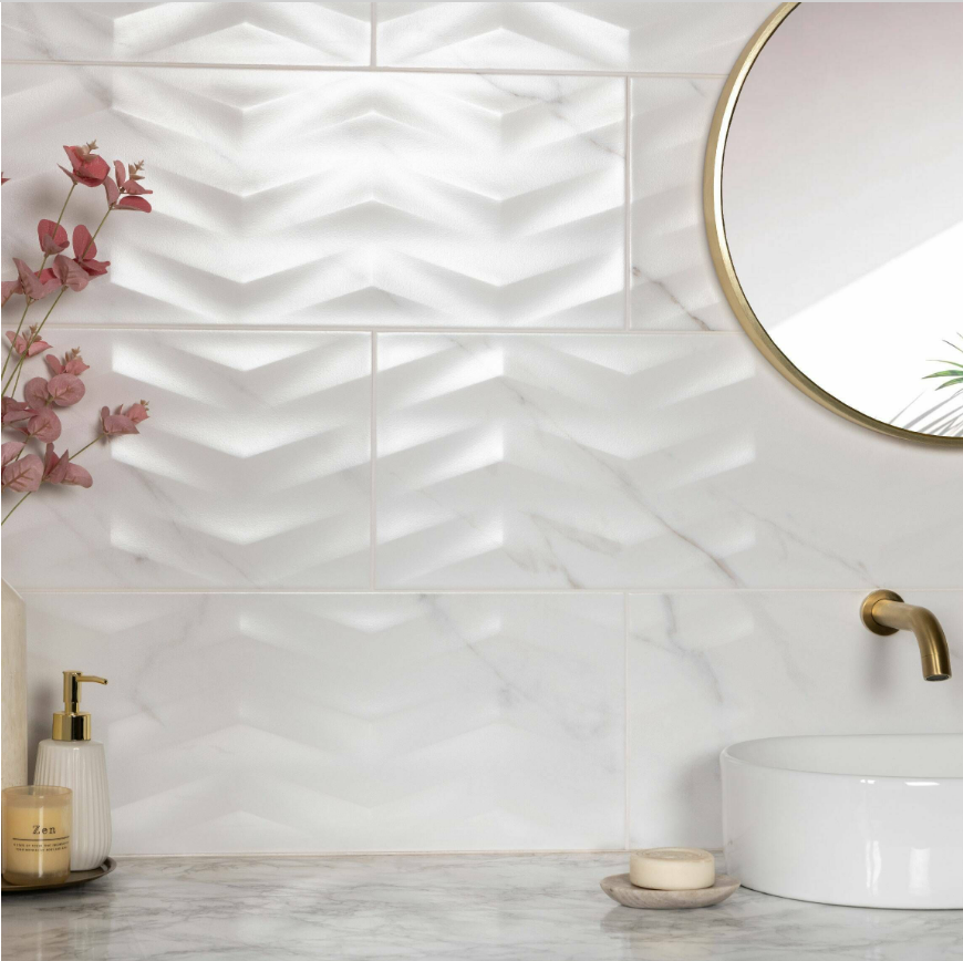 Carrara Sky Decor Marble Effect Tiles 750x250x9mm – TF TILES