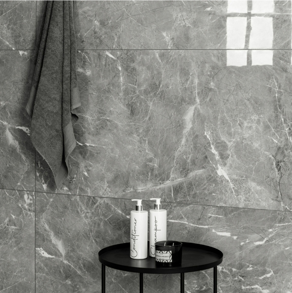 Makrana Breccia Grey Polished Marble Effect Tile 600x300x9.5mm – TF TILES