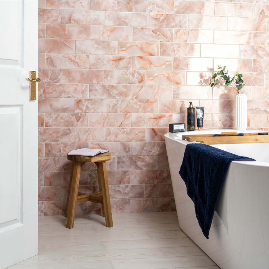 Onix Rosa Marble Effect Tile 300x100x8mm – TF TILES