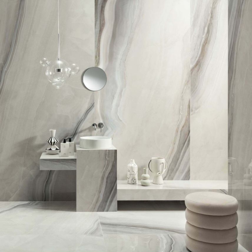 White Opal Polished Marble Effect Tiles 1200x600x8mm – TF TILES
