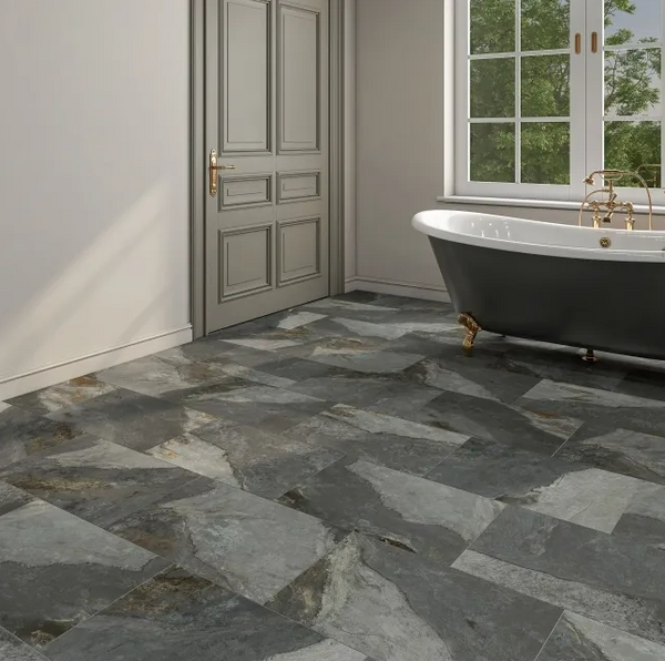 Newstone Jade Green Matt Slate Effect Wall and Floor Tiles 600x400x8mm ...
