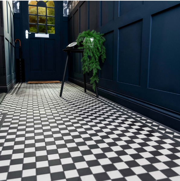 Victorian White & Black Chequer Mosaic 291x291x5mm – TF TILES