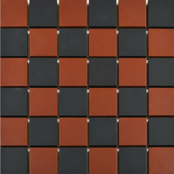 Victorian Red & Black Chequer Mosaic 291x291x5mm – TF TILES