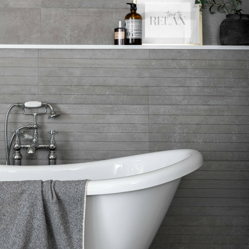 Porto Grey Matt Decor Concrete Effect Wall Tiles 585x292x8mm – TF TILES